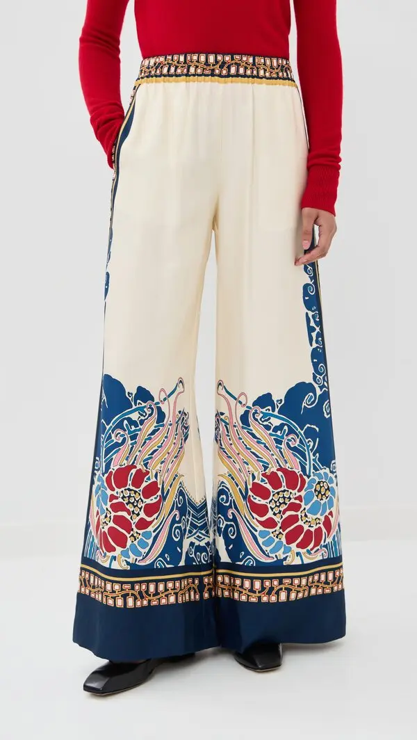La DoubleJ Printed Silk Palazzo Pants