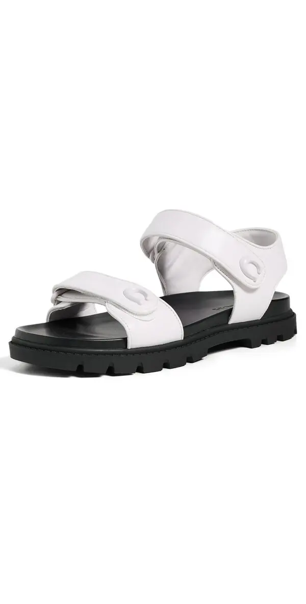 Coach Brynn Leather Sandals - Optic White/black