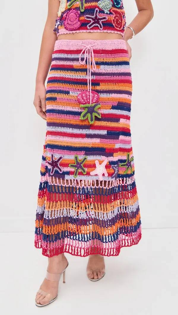 Celiab Venus Crochet Stripe Skirt