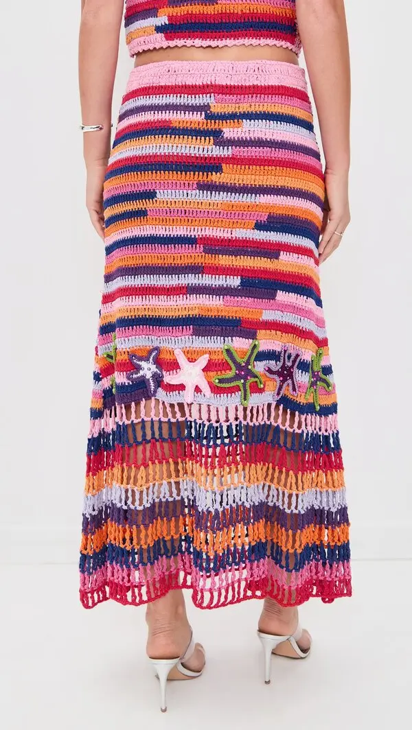 Celiab Venus Crochet Stripe Skirt