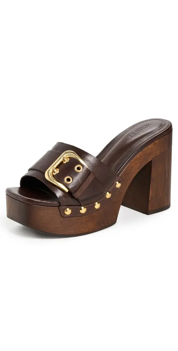 Schutz Irie Platform Sandals - Chestnut Brown