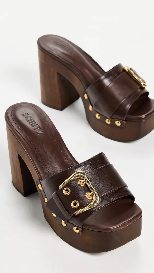 Schutz Irie Platform Sandals - Chestnut Brown