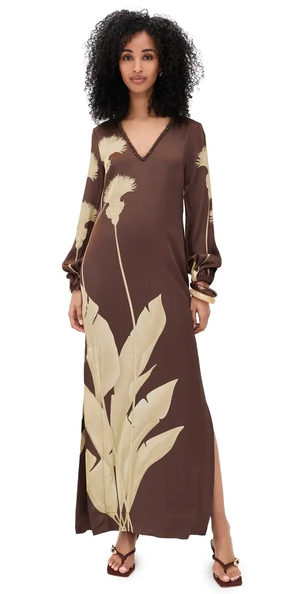 ANDRES OTALORA Palmas Maxi Dress - Mocha Dandelion