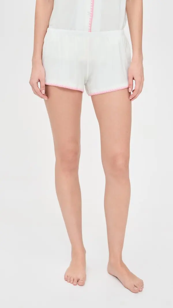 Eberjey Frida Shortie Pajama Set - Ivory/pink Nectar