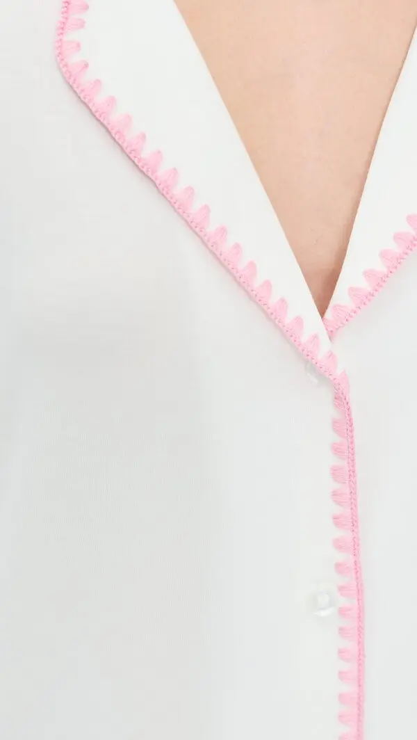 Eberjey Frida Shortie Pajama Set - Ivory/pink Nectar