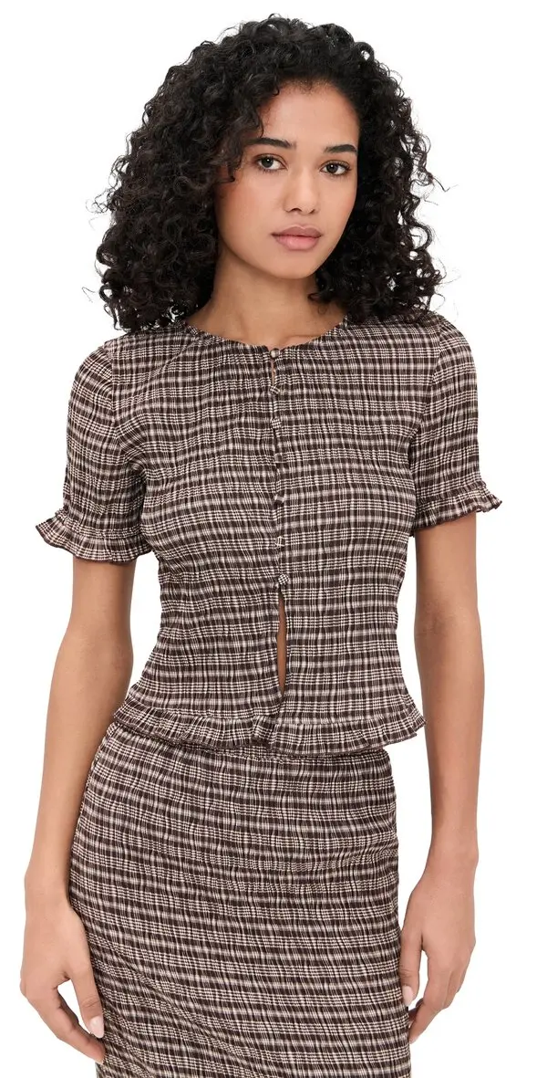 BAILEY ROSE Plaid Button-up Blouse