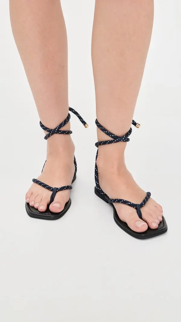Veronica Beard Carmina Cord Sandals - Eclipse/coconut