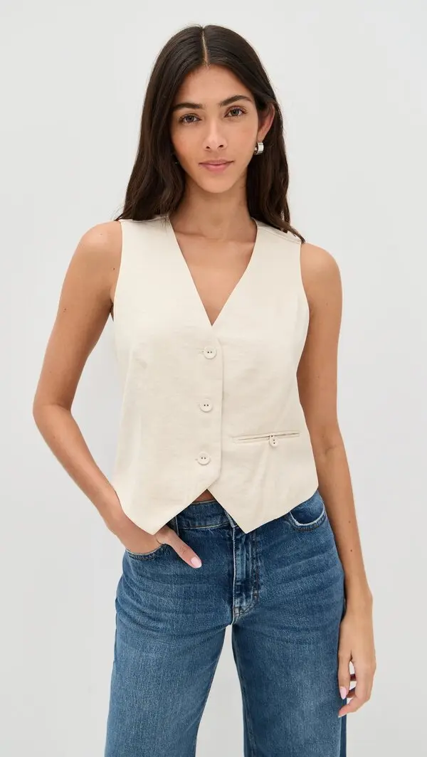 LE BOP Simone Satin Vest - Ivory