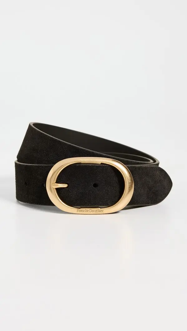 FAVORITE DAUGHTER Suede Jean Belt - Black/antique Brass