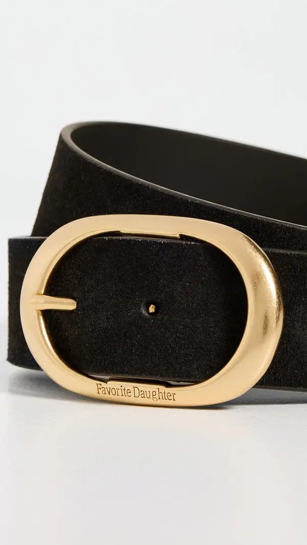 FAVORITE DAUGHTER Suede Jean Belt - Black/antique Brass