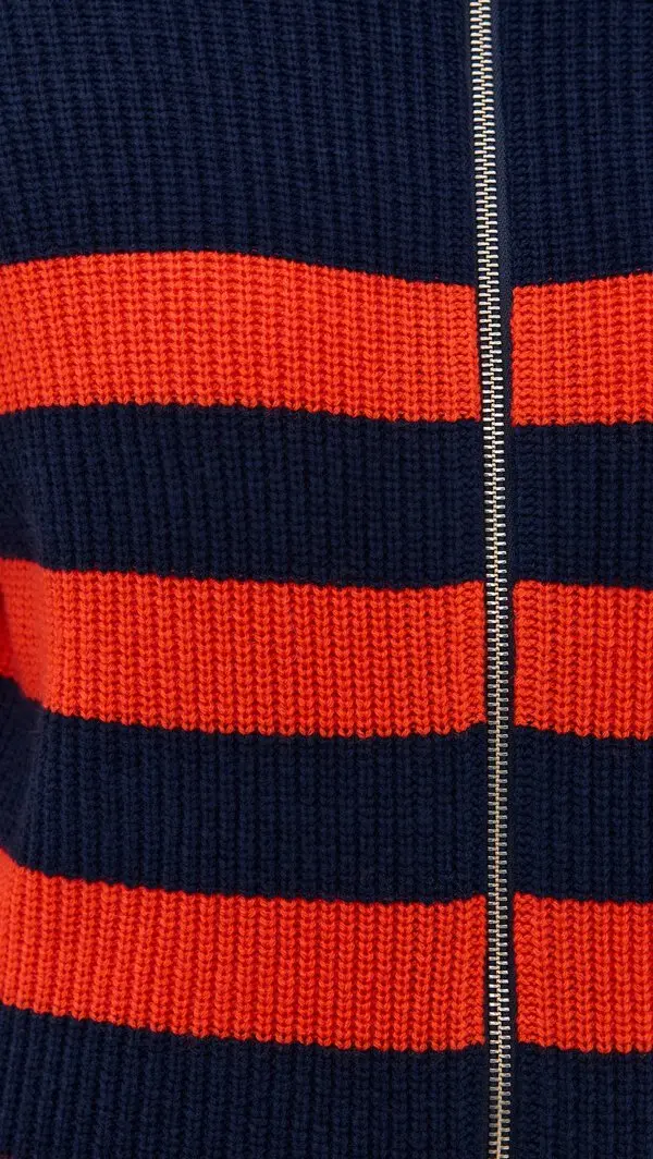 Kule Striped Zip-up Wool-cashmere Sweater