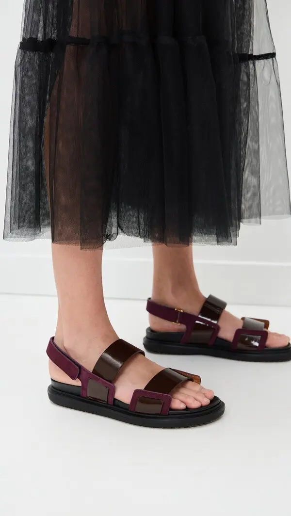 Marni Fussbett Sandals - Dark Brown/bordeaux
