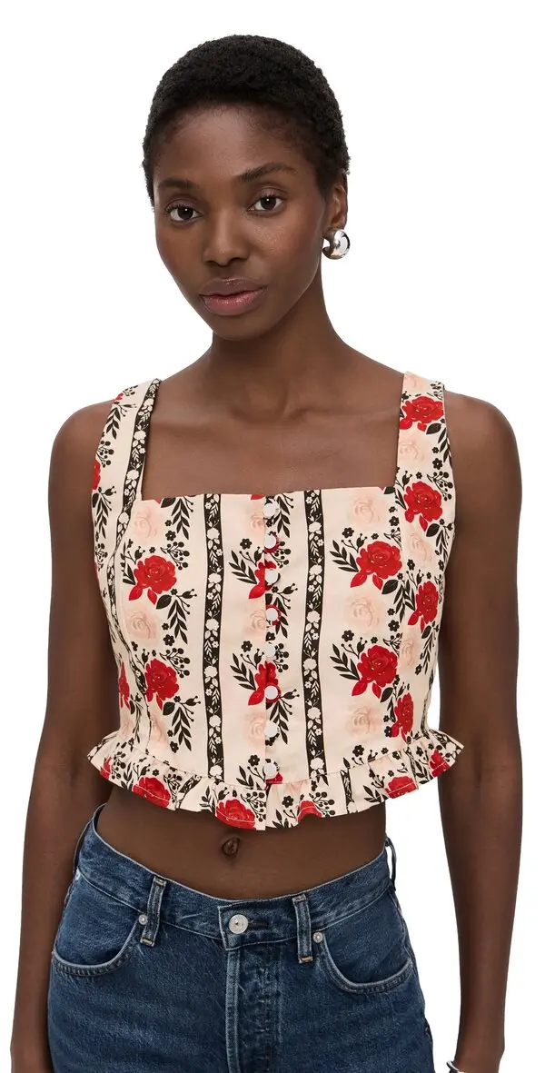 THE LULO PROJECT Floral Print Bustier Top