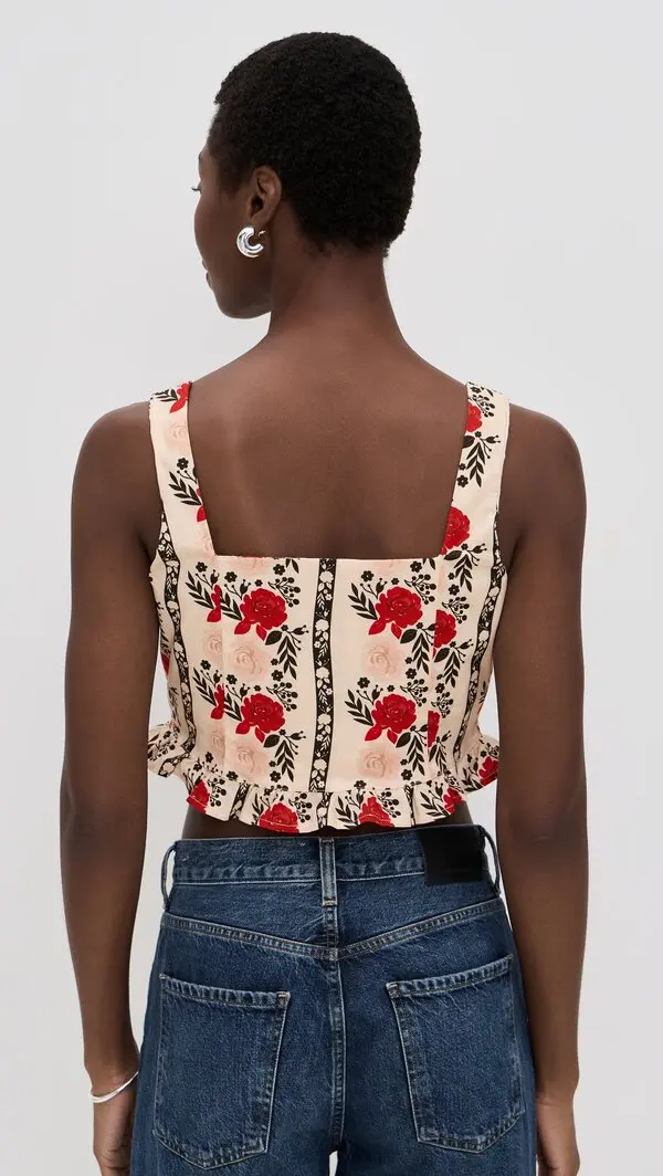 THE LULO PROJECT Floral Print Bustier Top