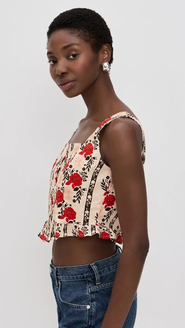 THE LULO PROJECT Floral Print Bustier Top