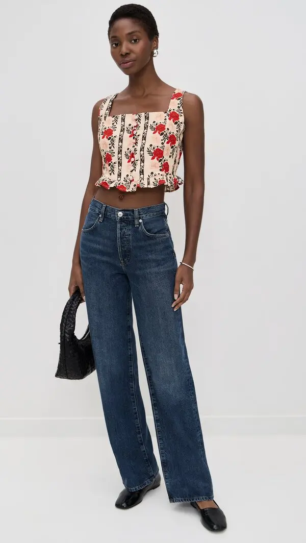 THE LULO PROJECT Floral Print Bustier Top