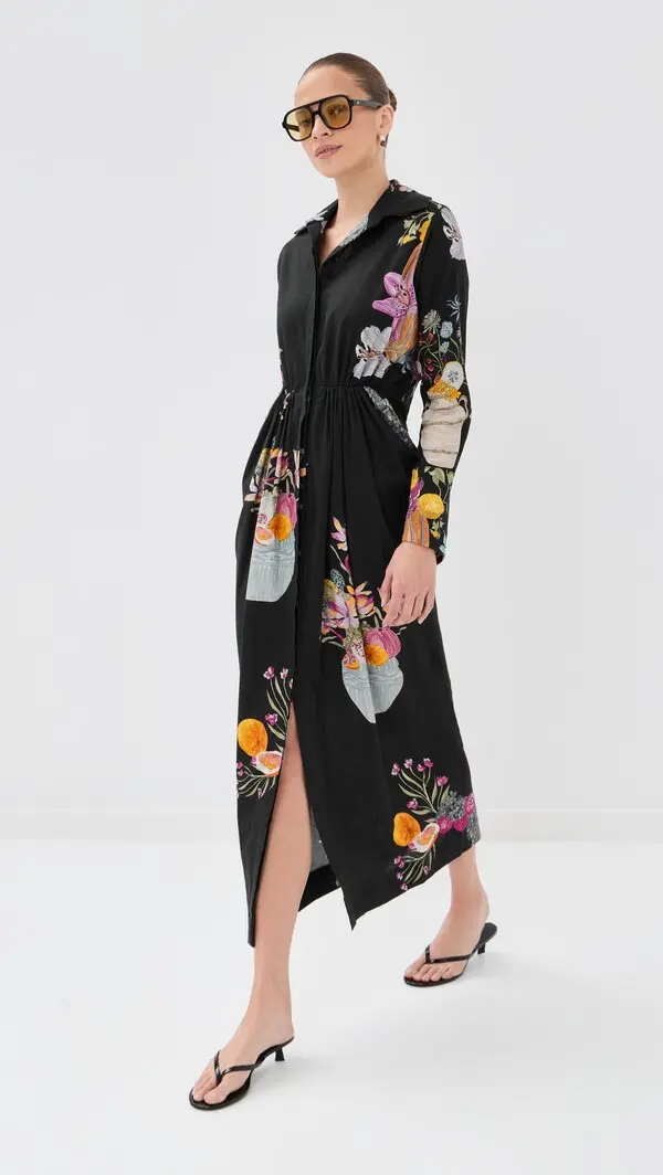 ISLA & WHITE Aurora Floral Linen Maxi Dress