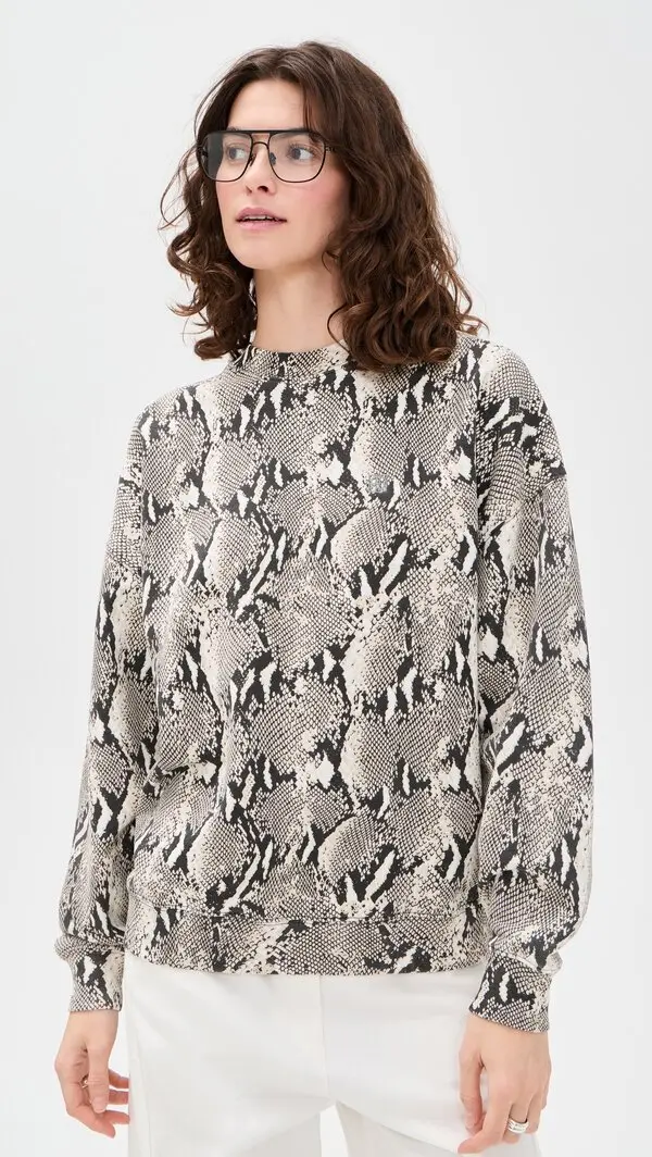 ANINE BING Miles Snakeskin Print Sweatshirt - Washed Python