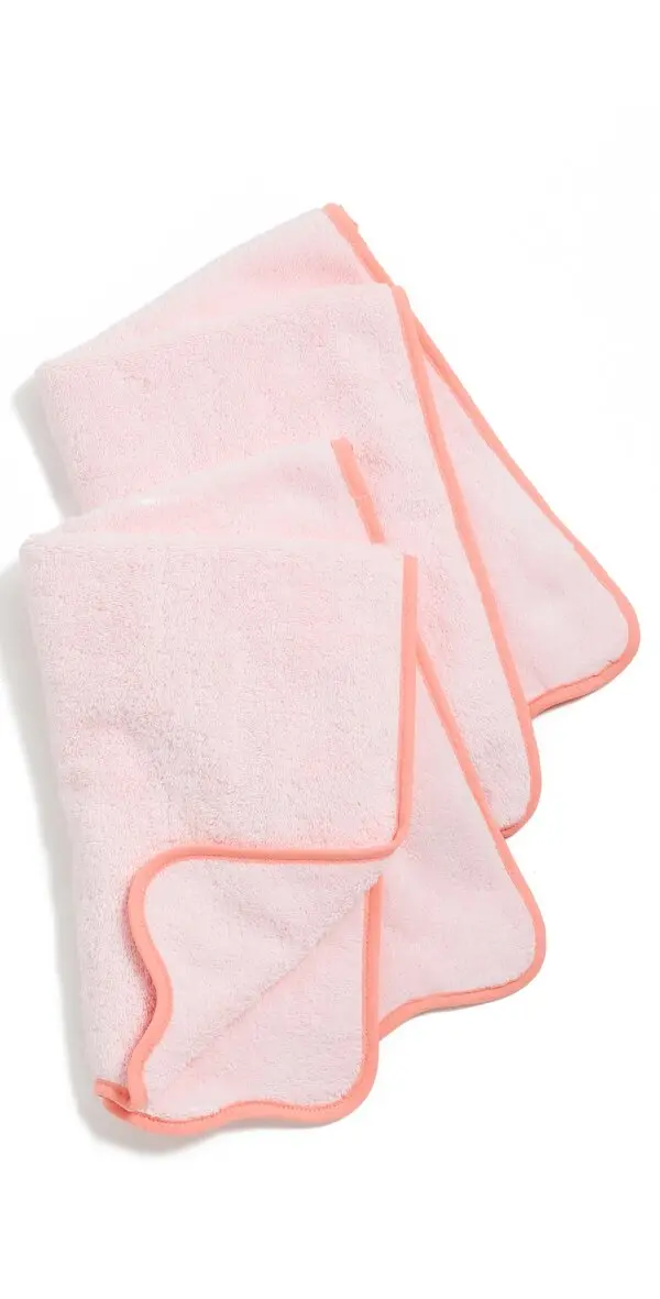 WEEZIE Scallop Hand Towels 2 Pack - Light Pink