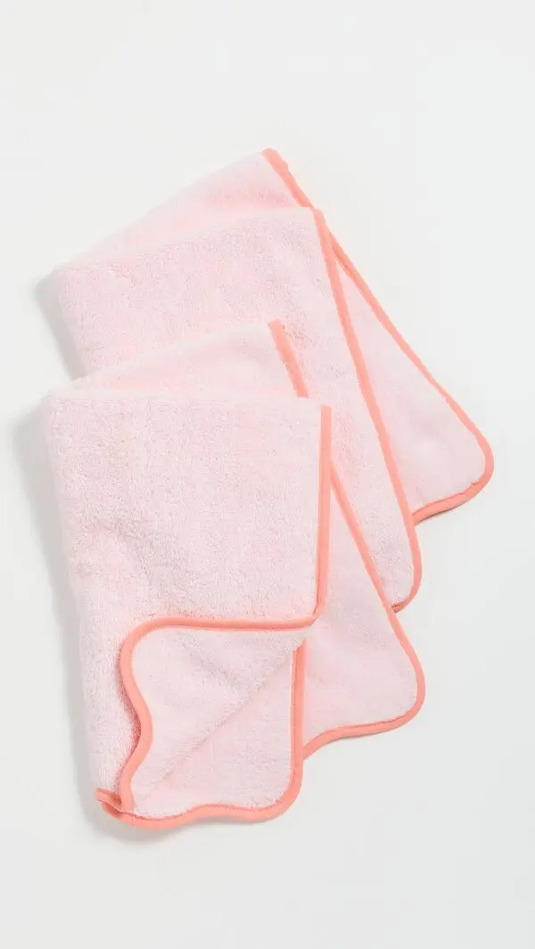 WEEZIE Scallop Hand Towels 2 Pack - Light Pink