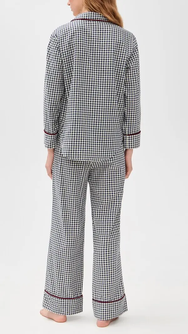 MAREA Flannel Gingham Piped Pajama Set