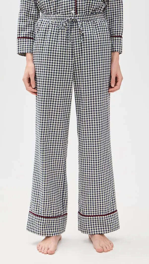 MAREA Flannel Gingham Piped Pajama Set