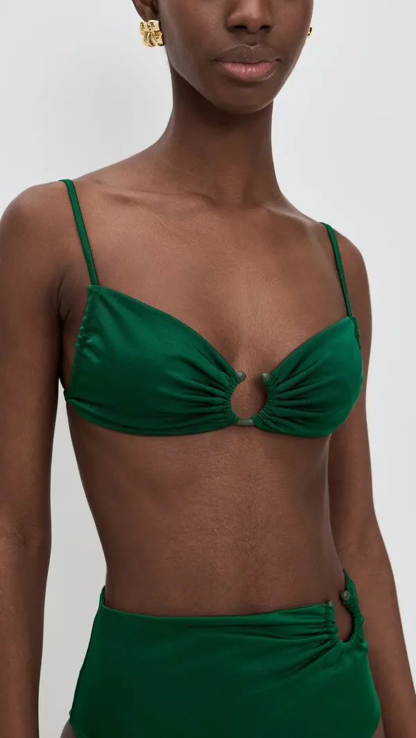 Johanna Ortiz Sumatra Tangle Up Bikini Top - Dark Green