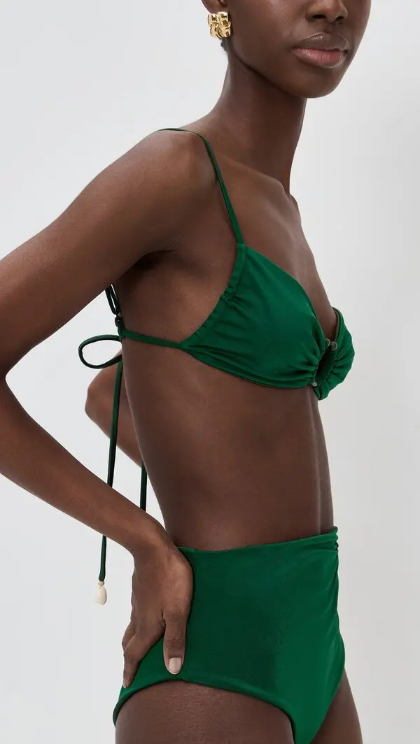 Johanna Ortiz Sumatra Tangle Up Bikini Top - Dark Green