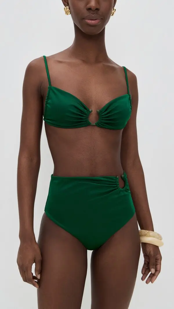 Johanna Ortiz Sumatra Tangle Up Bikini Top - Dark Green