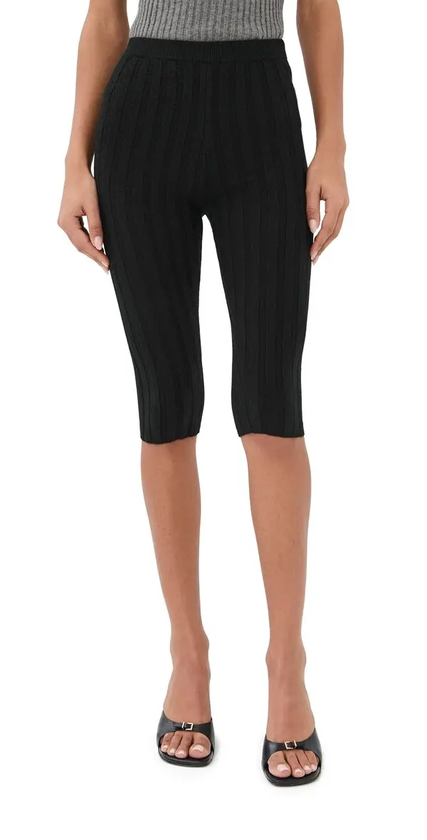 THE ELDER STATESMAN Cashmere Rib Knit Capri Pants