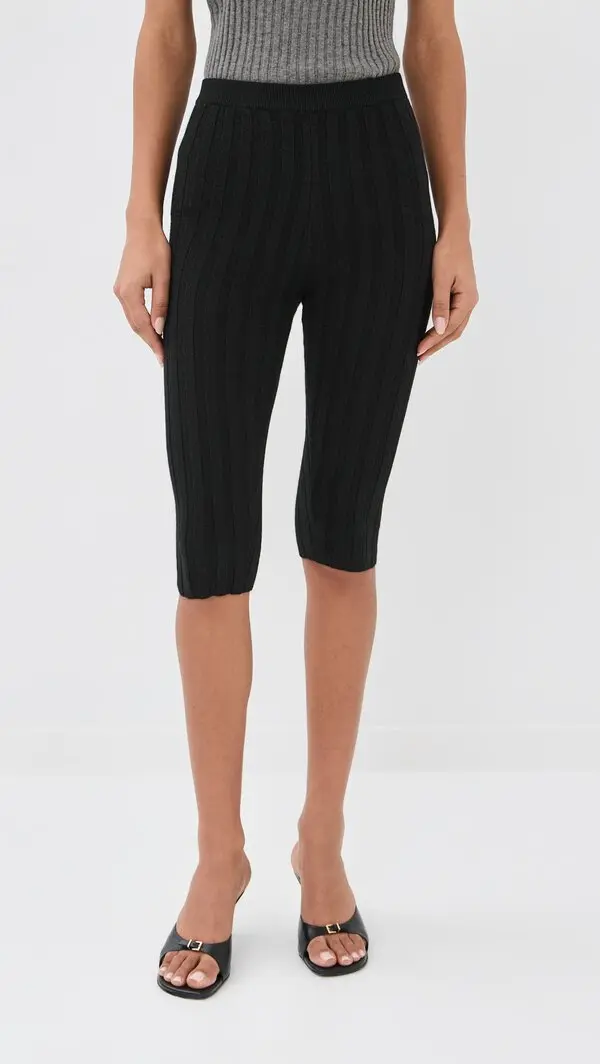 THE ELDER STATESMAN Cashmere Rib Knit Capri Pants