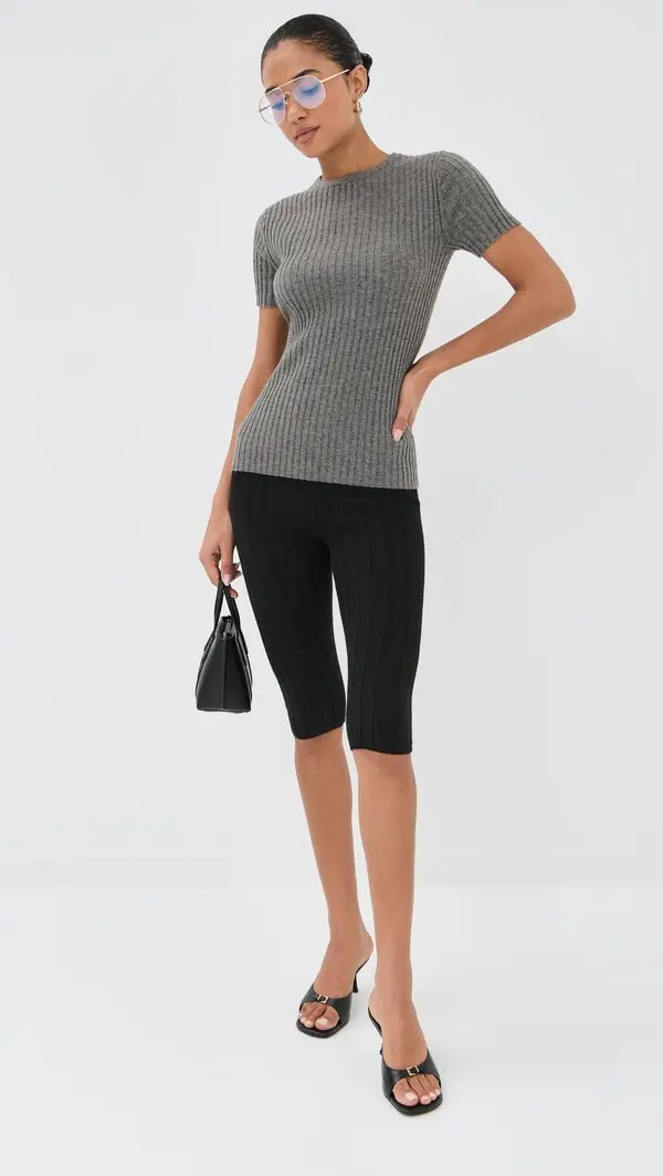 THE ELDER STATESMAN Cashmere Rib Knit Capri Pants