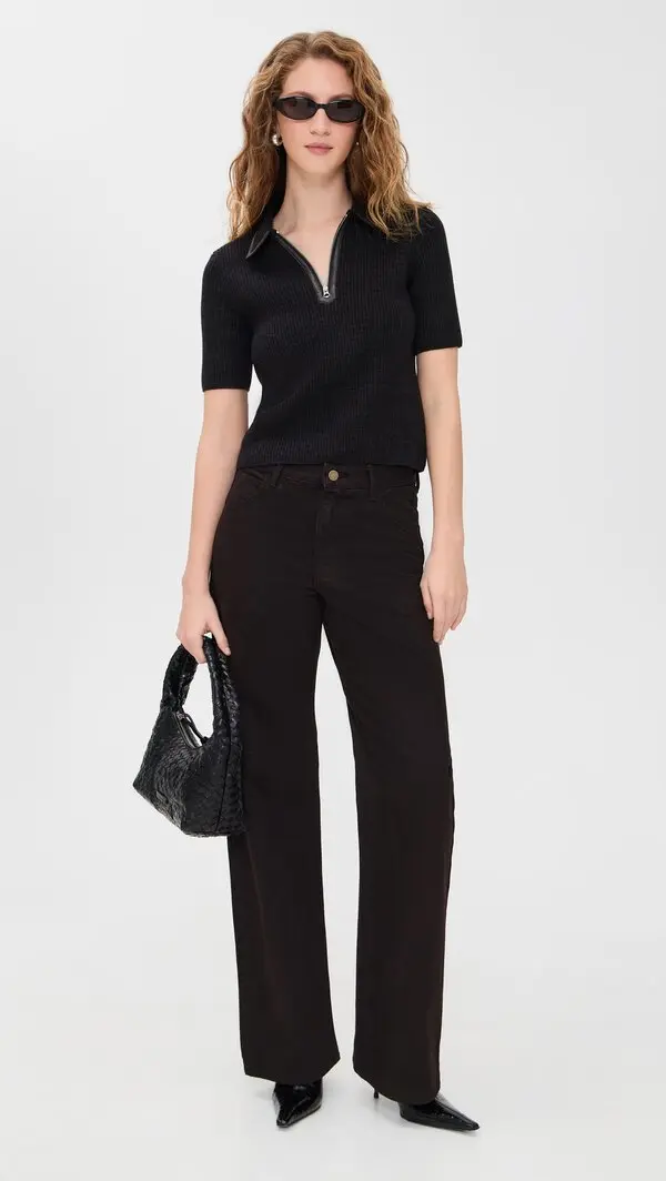 Rag & Bone Caterina Faux Leather Zip Polo