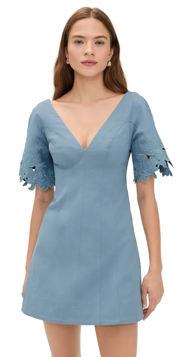 AMUR Maelis Embroidered Mini Dress