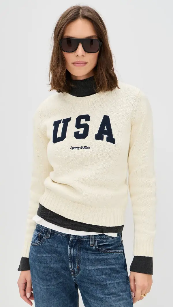 SPORTY & RICH Usa Knitted Sweater