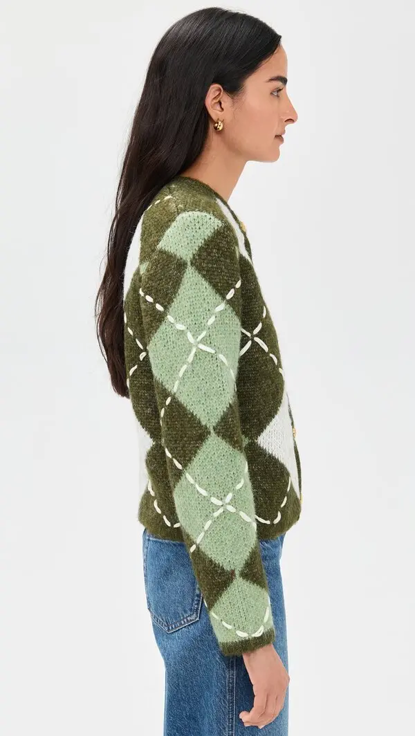 English Factory Argyle Cardigan - Green