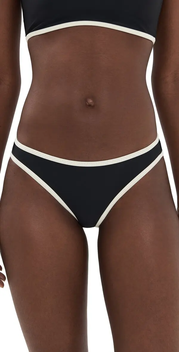 Jade Swim Most Wanted Bikini Bottom - Black W/ Ivory