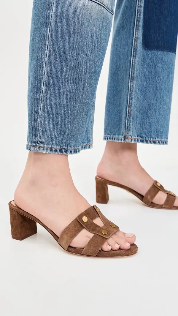 Veronica Beard Via Suede Block Heel Sandals