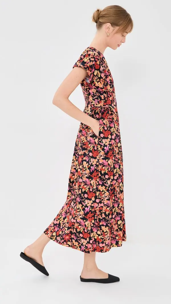 KIKA VARGAS Tsige Floral Sateen Midi Dress