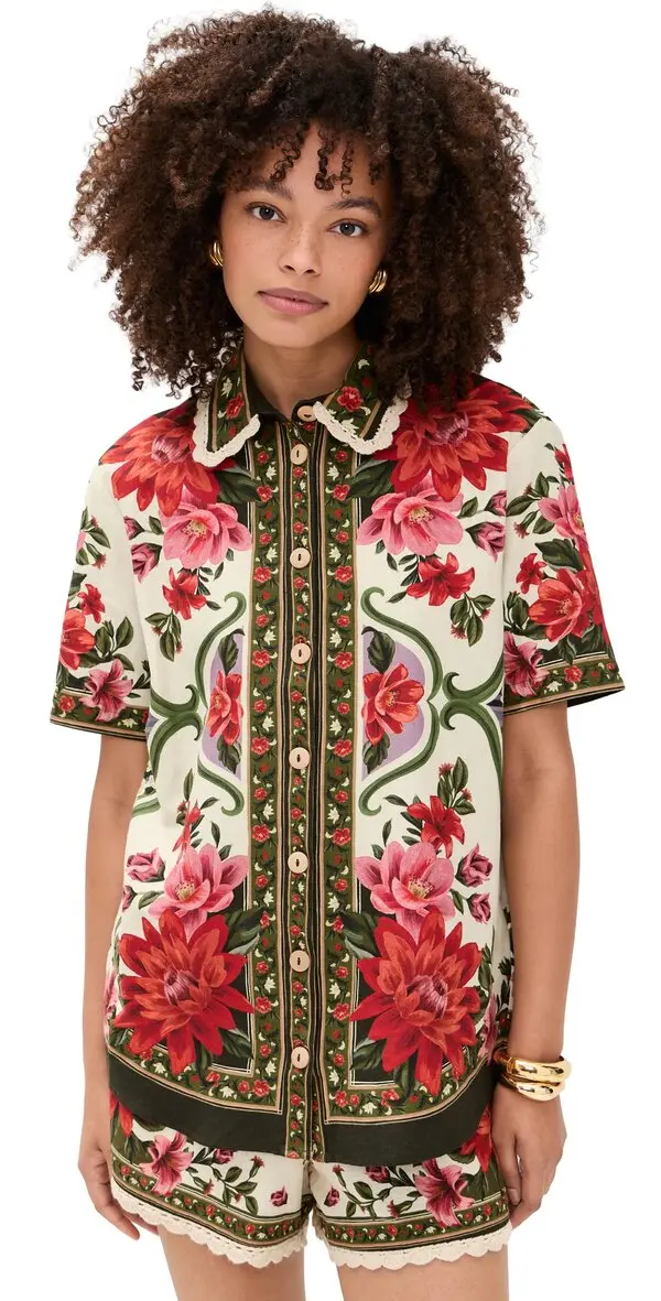 Farm Rio Floral Print Shirt