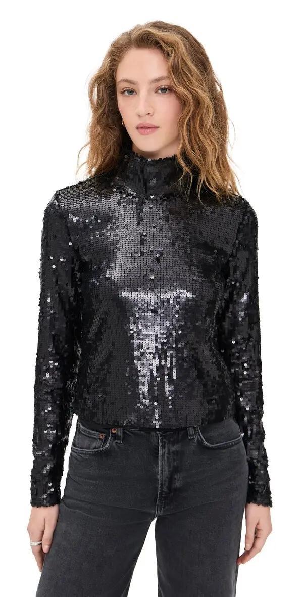 Rag & Bone Lucy Sequin Turtleneck Top