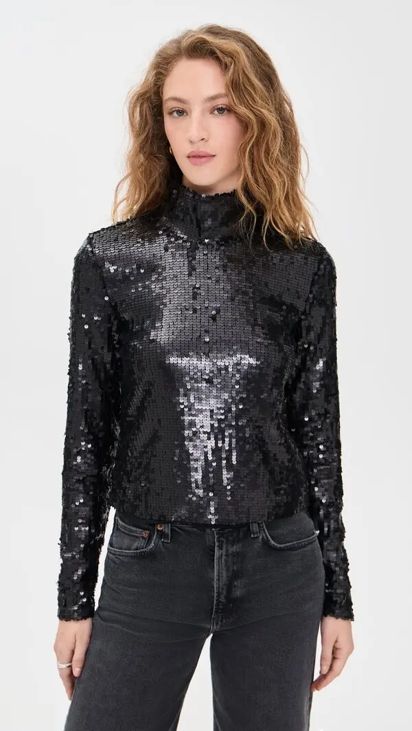 Rag & Bone Lucy Sequin Turtleneck Top