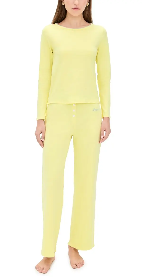 Morgan Lane Brunch Cozy Pajama Set - Sunshine Yellow
