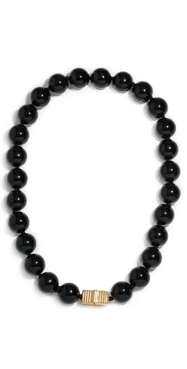 IVI LOS ANGELES Linda Onyx Necklace - Yellow Gold
