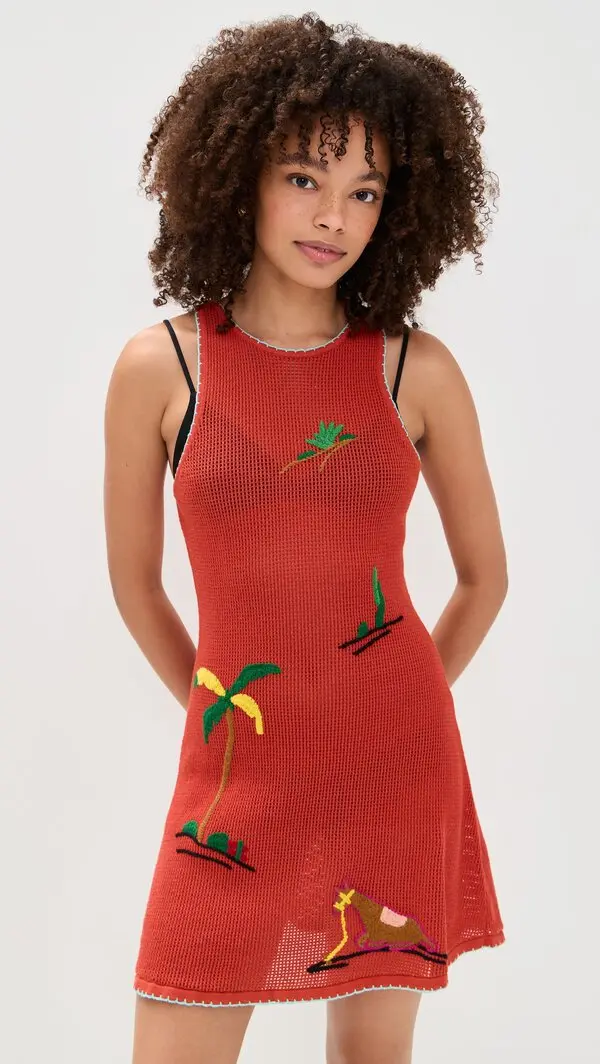 Staud Marea Embroidered Mini Dress