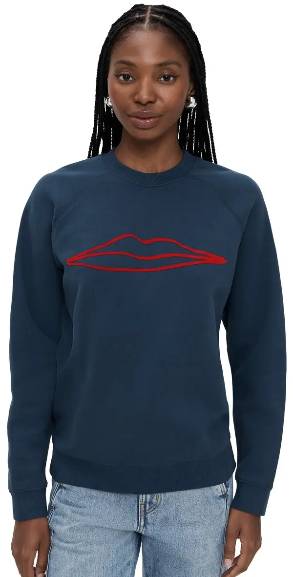 Clare V. Flocked Surrealisme Lips Sweatshirt