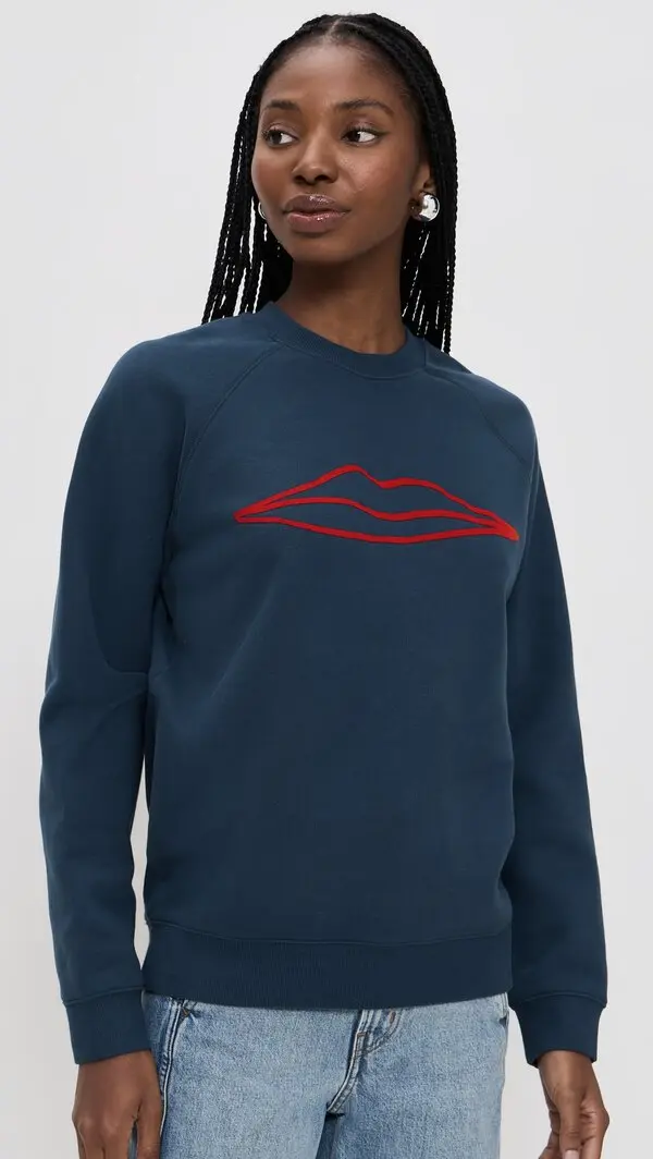 Clare V. Flocked Surrealisme Lips Sweatshirt