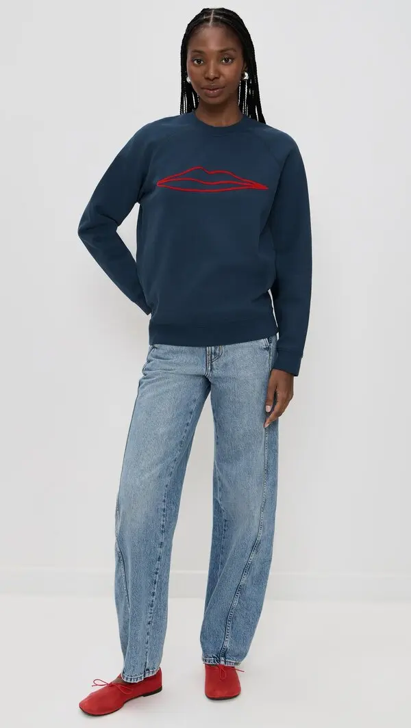 Clare V. Flocked Surrealisme Lips Sweatshirt