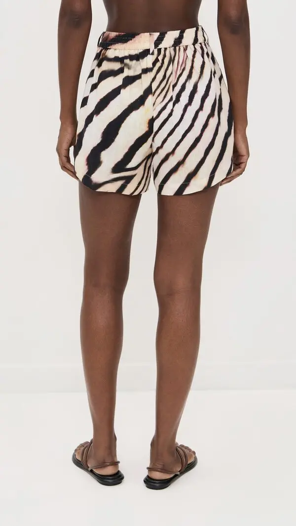 VITAMIN A The Getaway Shorts Zebra Print Linen - Shell Stripe