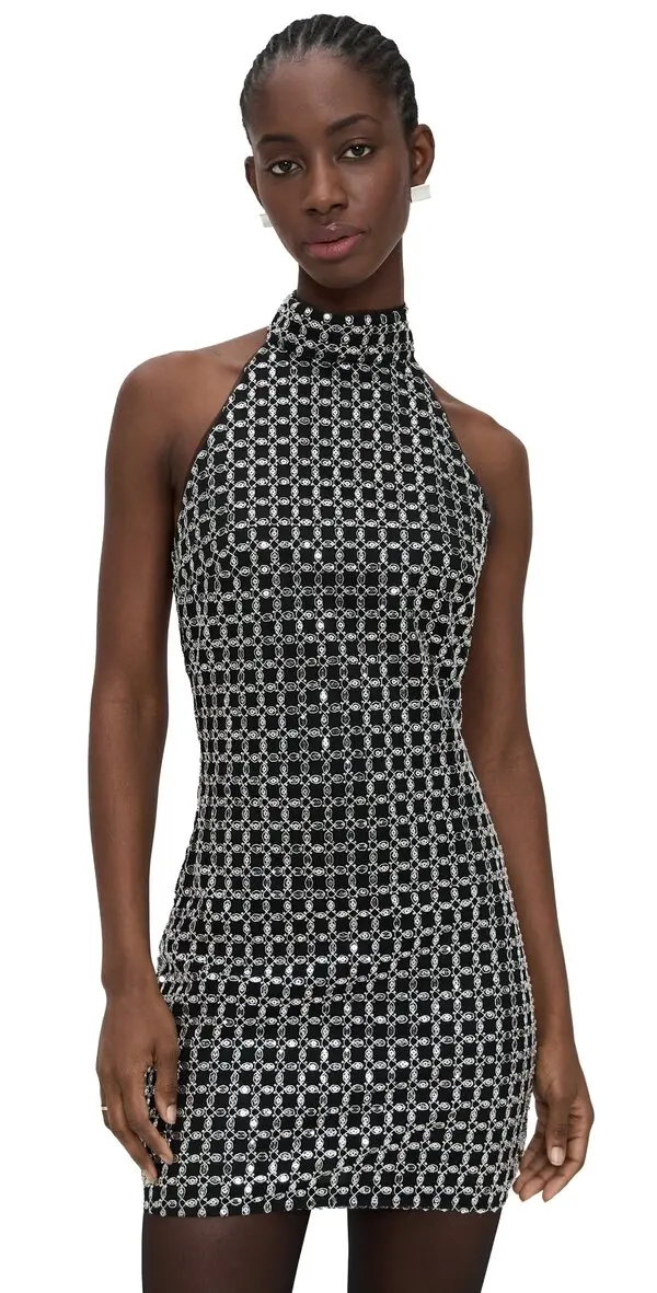 ROTATE BY BIRGER CHRISTENSEN Sequin-embellished Halterneck Mini Dress